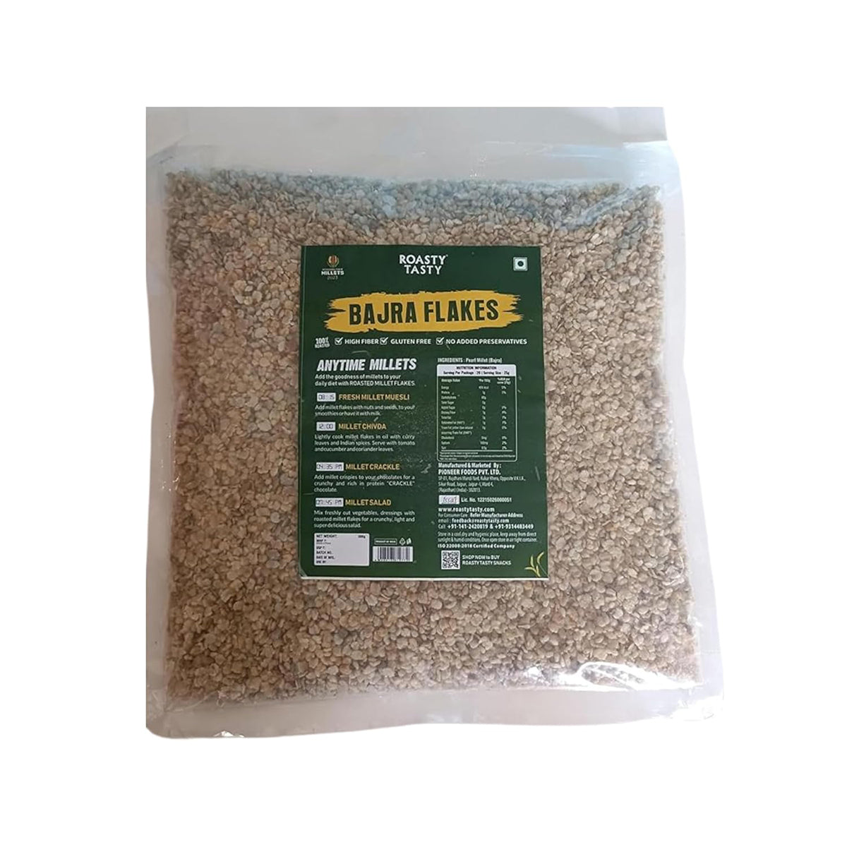 Roasted Bajra Flakes | Gluten-Free Millet Flakes | Plain | 500g ...